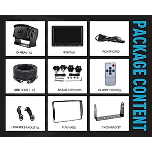Fookoo Ⅱ HD 1080P 9" Wired Backup Camera System, 9-inch DVR Dual Split Screen Monitor, IP69 Waterproof Rear View Camera for Truck/Trailer/Box Truck/RV, Loop Record, Parking Lines (DY912)