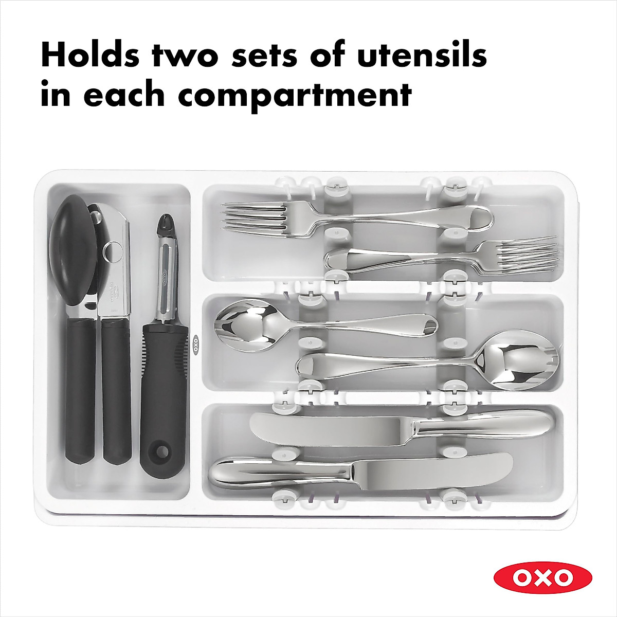 OXO Good Grips Expandable Utensil Organizer, 9.75 inches, White