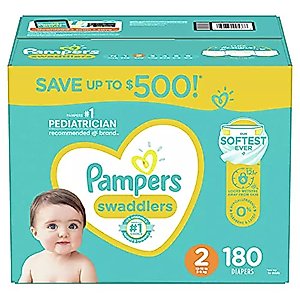 Pampers Swaddlers Disposable Diapers Size 2, 180 Count