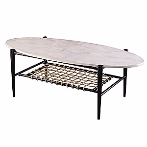 SEI Furniture Holly & Martin Relckin Faux Marble Coffee Table, White/Black/Natrural (CK1430)