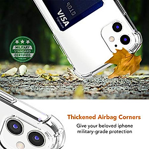 ANHONG Upgrade iPhone 11 Clear Case with Card Holder, Protective Soft TPU Shock-Absorbing Bumper Wallet Case for iPhone 11 6.1“
