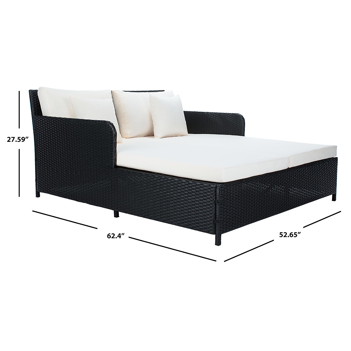 Safavieh PAT7500A Outdoor Collection Cadeo Black and White Cushion Daybed