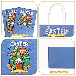 KINQKESO 24 PCS Easter Gift Bags,Easter Bags with Handles for Easter Egg Hunt,Easter Treat Bags with Happy Easter Eggs Bunny Designs for Kids Easter Party Favor Supplies