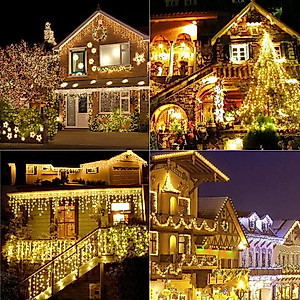 1001 LIGHTSUPPLY LIMITED Solar Fairy Lights Outdoor Waterproof 66ft 200 LED Solar String Lights Warm White, Silver Wire 8 Modes Solar Christmas Lights for Patio Wedding Party Tree Garden Decoration