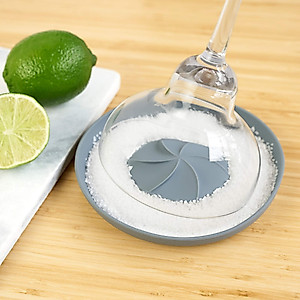 True Frill Cocktail Rimmer, Gray, Dishwasher Safe Food Grade Silicone, Glass Rimmer, Bar Tools