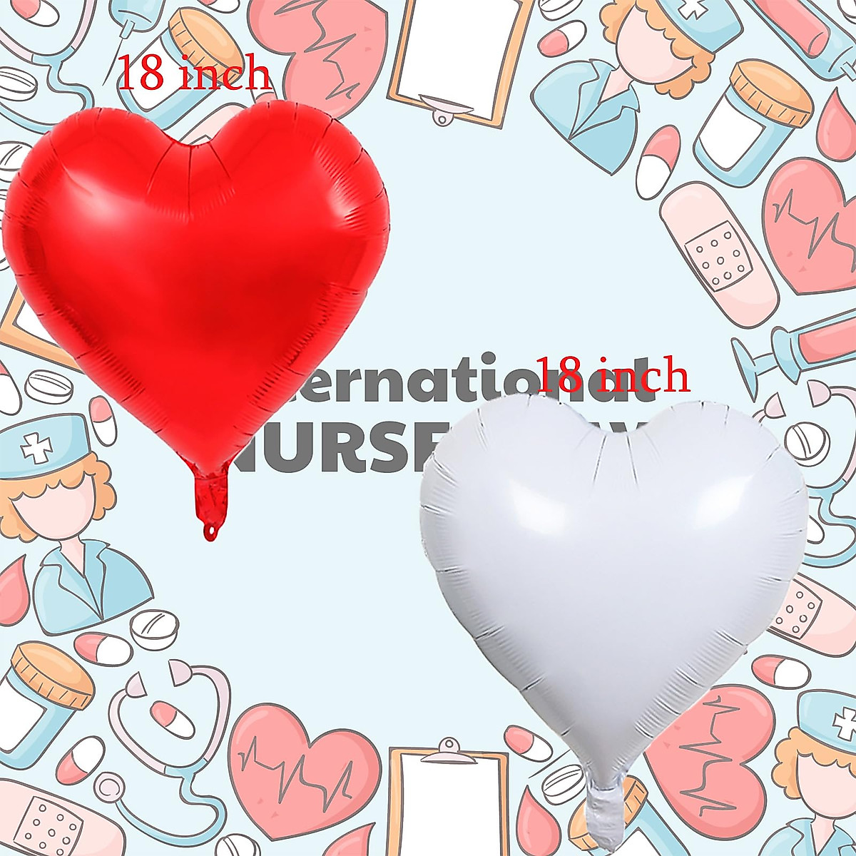 10Pcs Nurse Balloons Nurse Party Decorations Supplies Nurse Cap Balloons Red and White Heart Balloons for Nurse Graduation RN Themed Nursing School Party Supplies