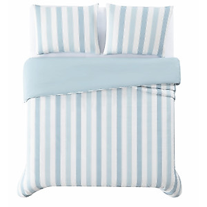 Truly Soft Aiden Stripe Blue King 3 Piece Duvet Cover Set