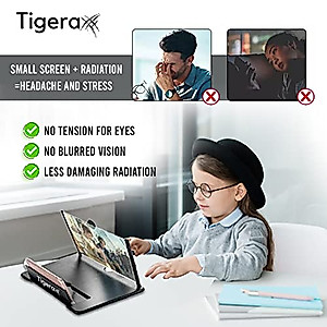 TigeraX Screen Magnifier for Cell Phone Enlarges Screen 4X - Watch Movies, Shows and Gaming - 12inch Light, Foldable, Easy to Use - 2022 Newest Version Clear HD 3D - Fit for All Mobile Phone Black