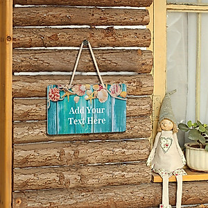 Starfish Shell Wood Grain Personalized Board Hanging Door Sign 6" x11" Welcome Sign Front Porch Wall Plaque House Wood Sign Garden Yard Home Farmhouse Decor Hanging