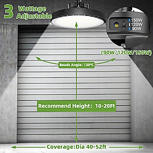 UFO LED High Bay Light 150W 21000LM 0-10V Dimmable Can Replace 600W HID/HPS, 5' Cable with Plug, IP65 Waterproof and Dustproof, Certified Driver Shop Lights for Warehouse Garage Gym Workshop(4pack)