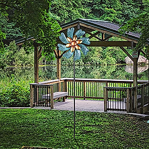 MUMTOP Wind Spinner 45" Wind Sculptures for Patio Lawn and Garden Let You Feel Different Visual Effects and Relax Your Mood Gift(Cyan)