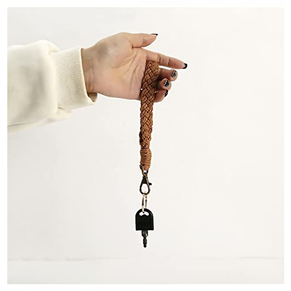 Poagoep Macrame Boho Keychain Bracelet Handmade Wristlet Keychain Keyring Holder Wrist Lanyard for Women（2）