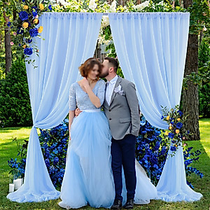 Baby Blue Backdrop Curtain for Parties Baby Blue Chiffon Sheer Fabric Drape Wedding Arch Backdrop for Birthday Party Photo Baby Shower 10ft x 7ft