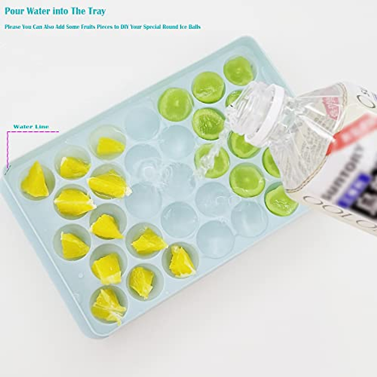 TaoQi Round Ice Cube Tray With Lid Ice Mold Ice Maker, Circle Ice Ball Cube Tray, Making 1.2in*99 Pieces Ice Balls for Chilling Drining, Beer, Coffee, for Fruit, Meat Preservation