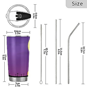 Jihqo Halloween Night Pumpkin Tumbler with Lid and Straw, Insulated Stainless Steel Tumbler Cup, Double Walled Travel Coffee Mug Thermal Vacuum Cups for Hot & Cold Drinks 20oz