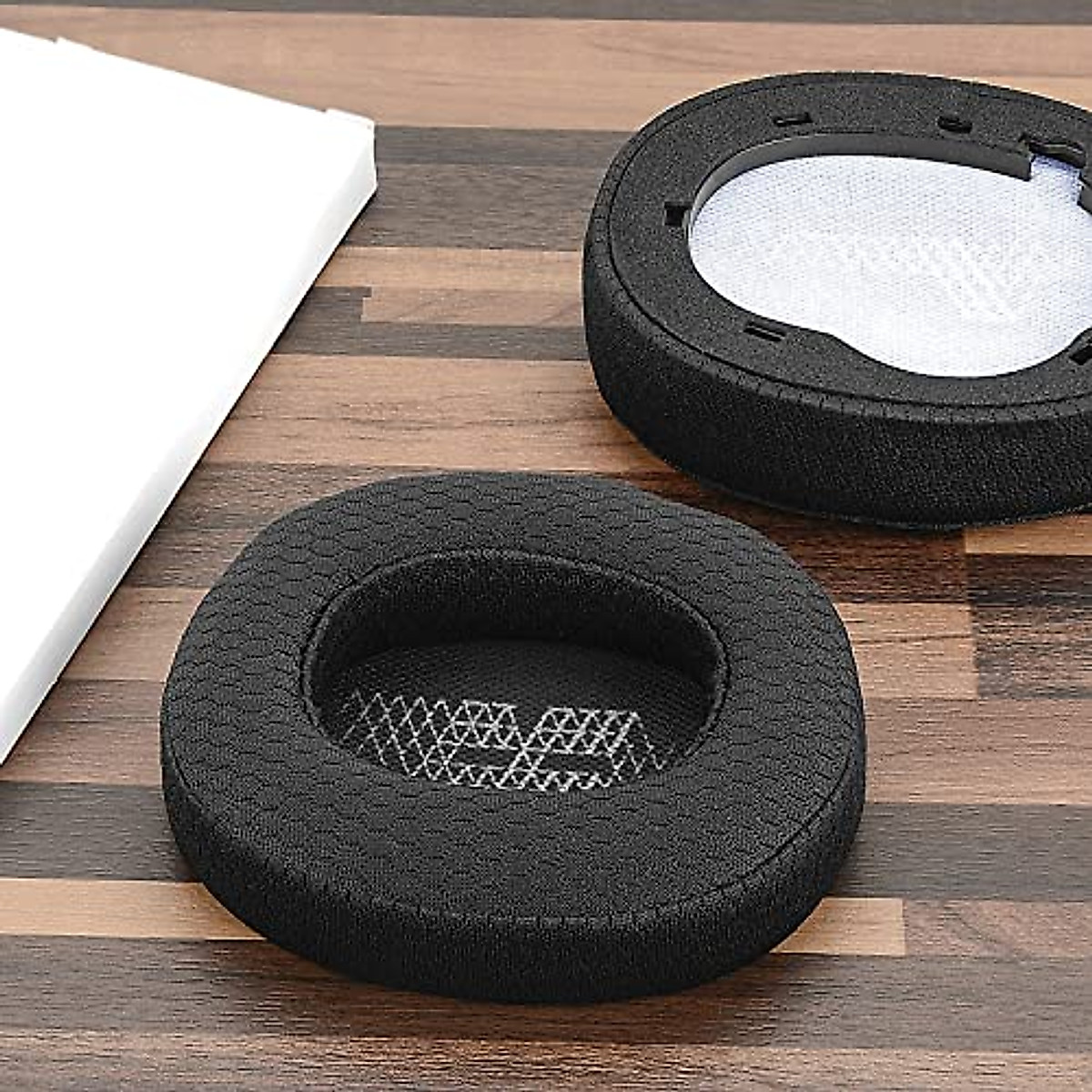 Geekria Comfort Mesh Fabric Replacement Ear Pads for JBL Live 650 BTNC, Lifestyle E65BTNC, Duet NC, Live 660 BTNC Headphones Ear Cushions, Headset Earpads, Ear Cups Cover Repair Parts (Black)