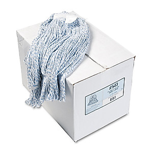 Boardwalk BWK543CT Narrow Floor Finish Rayon/Polyester Mop Head - Large, White/Blue (12/Carton)