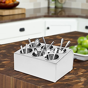 DNYSYSJ Silverware Organizer,6-Holes Flatware Organizers Stainless Steel Cylinder Flatware Silverware Utensil Holder Organizer Caddy,for Kitchen,Shops, Restaurants,Hotels,Drying Rack for Silverware
