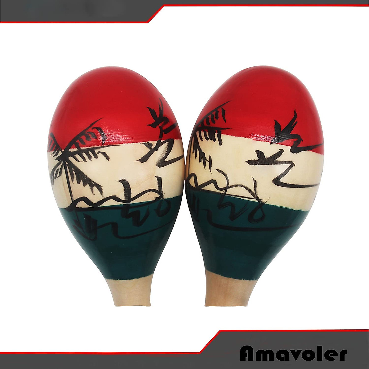 Amavoler MARACAS,Wood Rumba Shakers Rattle Hand Percussion of Sand of the Hammer Great Musical Instrument with Salsa Rhythm For Party Games Live Performances Concert Birthday Parties ktv(colorful)