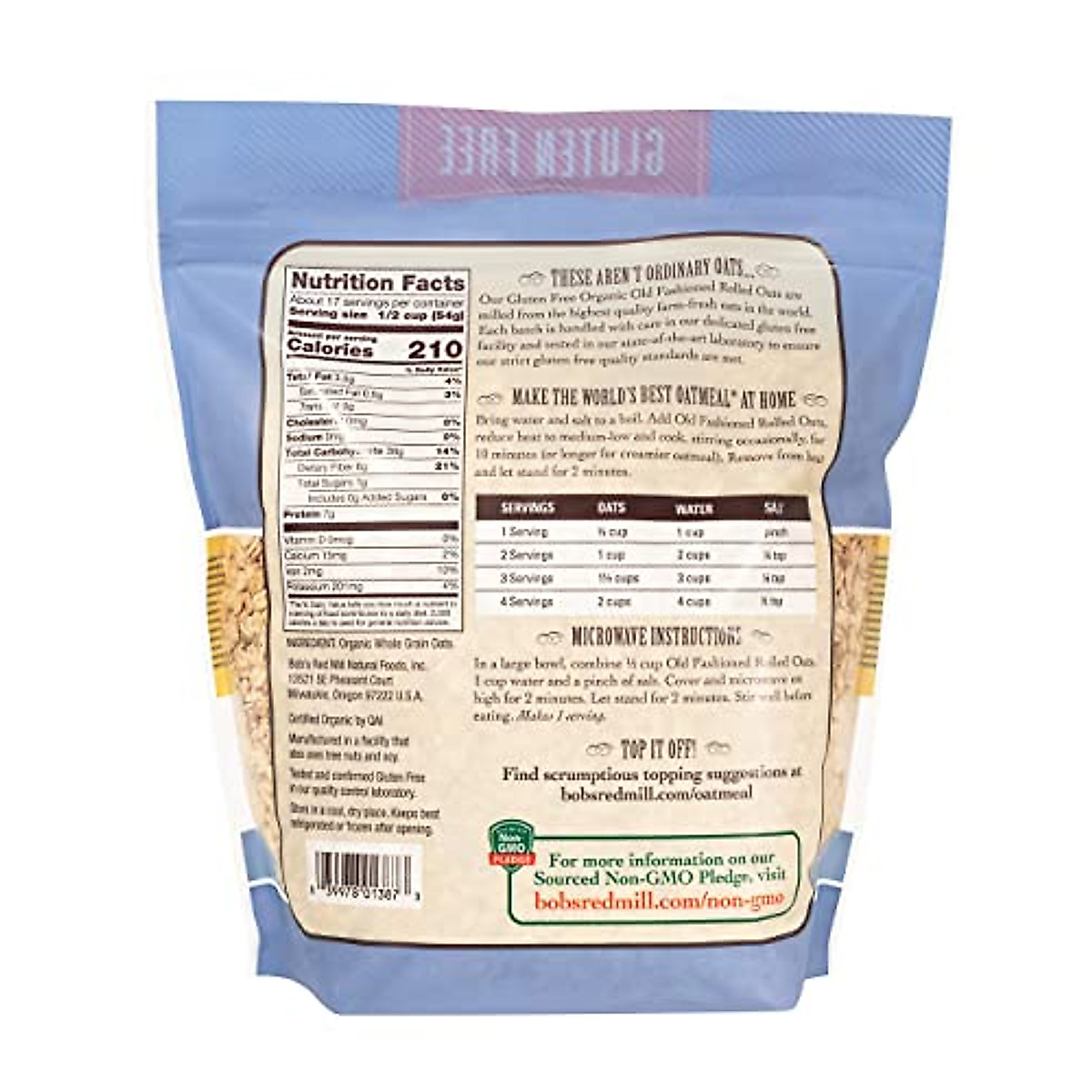 Bob's Red Mill Gluten Free Organic Old Fashioned Rolled Oats, 2 Pound (Pack of 1)