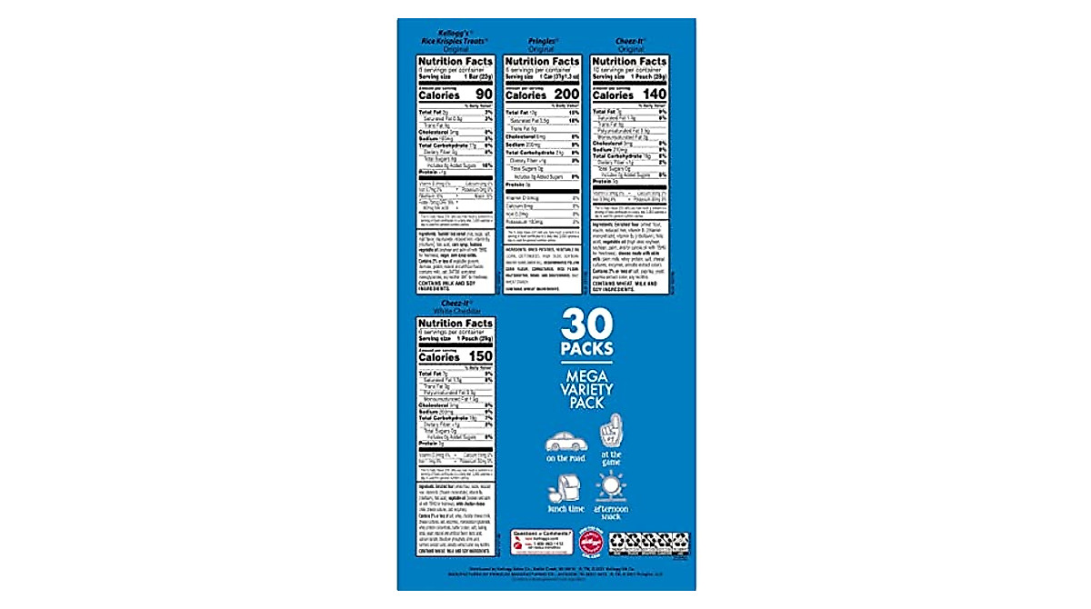 Kellogg's Mega Variety Pack Snacks 30 Count - Perfect for On-the-Go