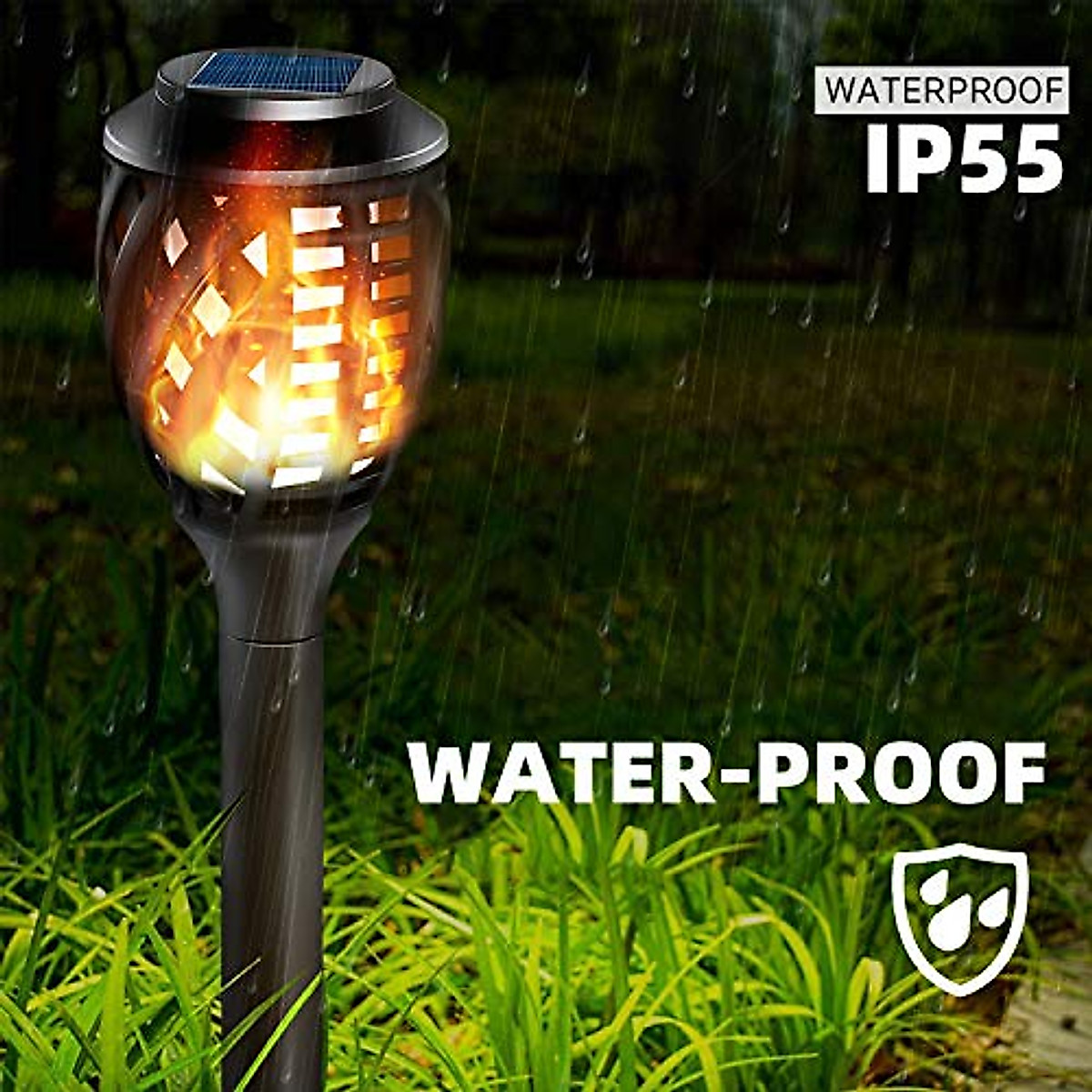 Grand patio Outdoor Solar Lights, Water-Resistant Flickering Flames Torch Light, Landscape Decoration Lighting, Pack of 8