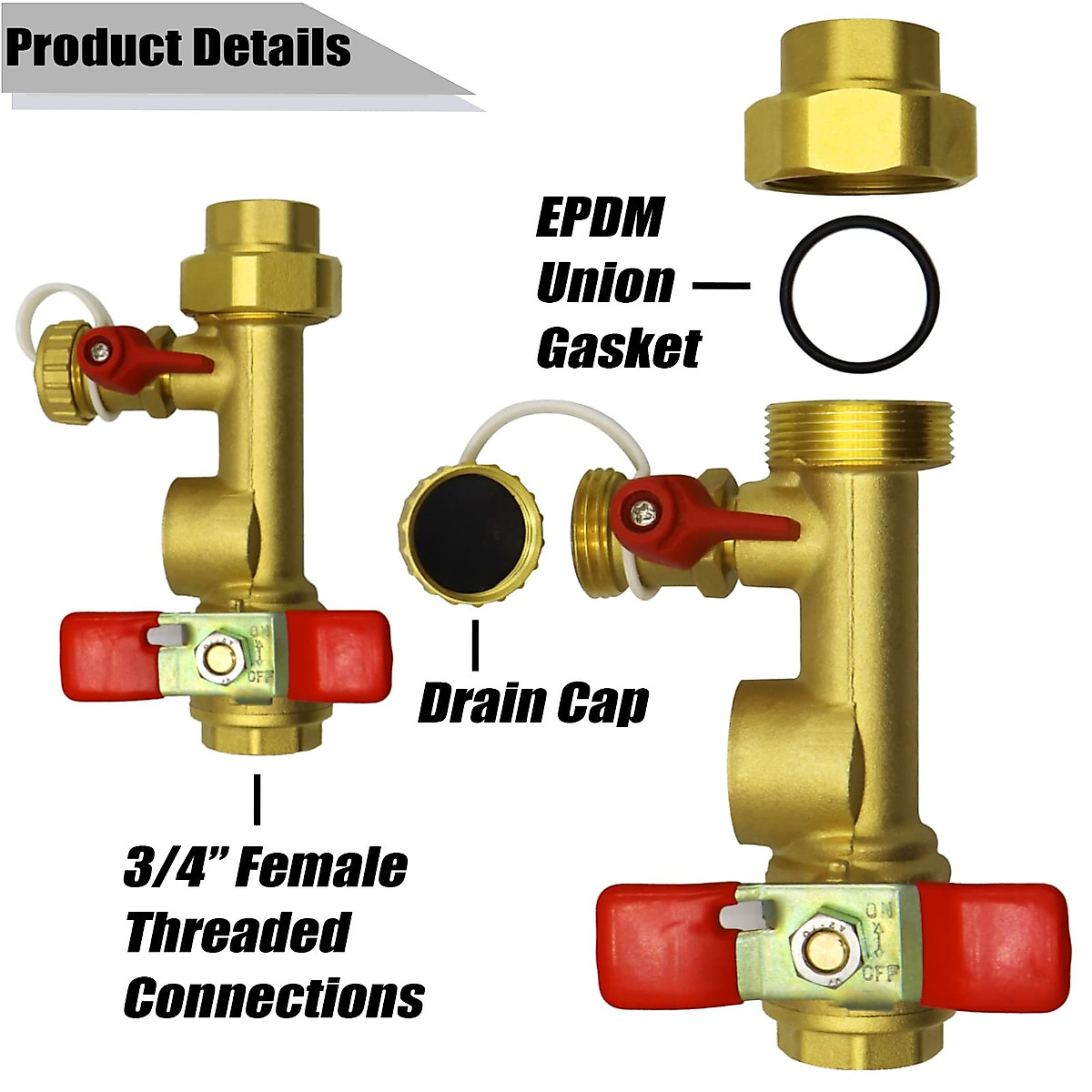 3/4 Inch IPS Isolator Tankless Water Heater Service Valve Kit with Pressure Relief Valve, Clean Brass, 3/4 Inch Service Installation Valve for rheem,rinai,ecosmart,navien,noritz,takagi,bosch