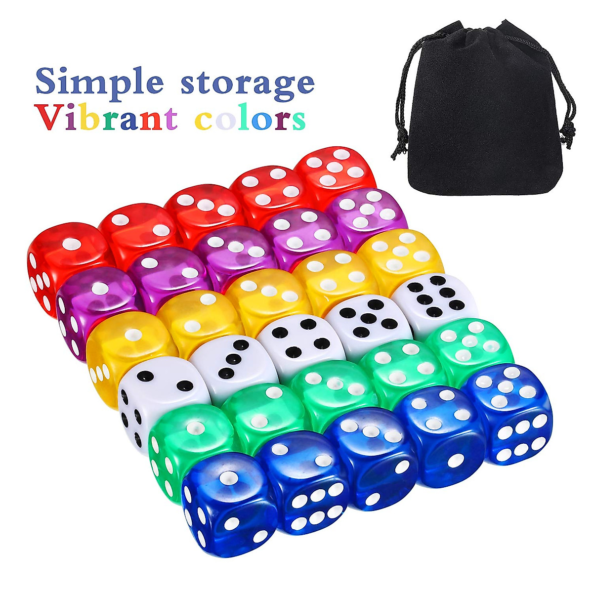 6 Pieces Dice Cup PU Leather Felt Lining Quiet Shaker with 30 Dices for Craps Farkle Game