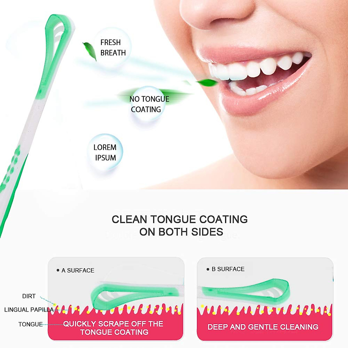 8 Pack Tongue Scraper,Plastic Tongue Cleaner for Reduce Bad Breath,Double-Sided Oral Care Tool