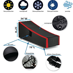 Chaise Lounge Covers Outdoor Waterproof, 600D Heavy Duty Patio Furniture Cover, Pool Lounge Chair Cover Fits up to 78L x 34W x 32H inches-2 Pack