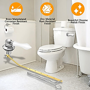 Boltigen Universal Front Mount Toilet Handle, Toilet Trip Lever Handle Replacement with Stainless Steel Flapper Chain, White Toilet Tank Flush Handle Lever