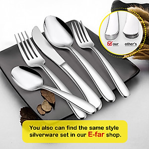 Heavy Duty Serving Utensils, E-far 5-Piece Stainless Steel Serving Spoons, Slotted Serving Spoon, Serving Fork, Butter Spreader, Pie Server for Party Buffet Catering, Mirror Finish & Dishwasher Safe