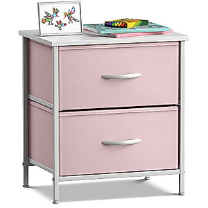 Sorbus Kids Dresser with 10 Drawers and 2 Drawer Nightstand Bundle - Matching Furniture Set - Storage Unit Organizer Chests for Clothing - Bedroom, Kids Rooms, Nursery, & Closet (Pink)