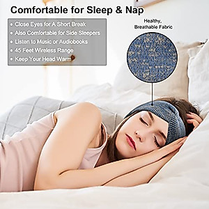 ASIILOVI Sleep Headphones Bluetooth Headband for Women/Girls, Knitted Knotted Stretchy Headband Headphones with HD Speakers and Mic for Sleeping Jogging Yoga Daily Wear, Tech Gift Ideas