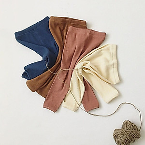 Baby Boys Girls Organic Soft Comfy Cotton Fall Winter Clothes Pants 2-Piece Pajama Set Solid Color Outfit (Brown, 12-18 Months(Size 80))