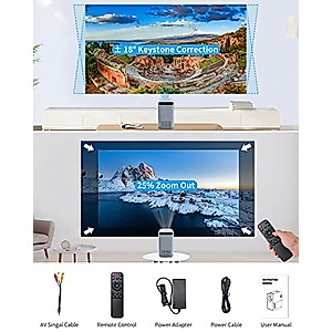 WiFi Projector Home Cinema Wireless 1080P Movie Projectors for iOS & Android, 7000 Lumens Full HD Indoor Outdoor Gaming Projector, Compatible with Airplay, Smartphone, TV Stick, HDMI, USB, PS5