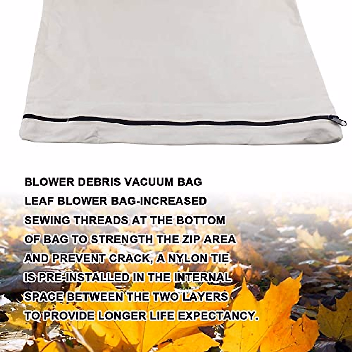 LIZEWEI Universal Leaf Vacuum Blower Bag/Bottom Debris Dump Bag Large Capacity Replacement Collection Bag with Zippered, Used with Various Brands of blowers/vacs with The 3.5 inch Opening