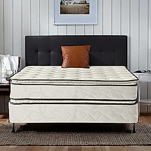 Greaton, 12-Inch Medium Plush Double Sided Pillowtop Innerspring Mattress & 8" Wood Box Spring Set with Frame, King