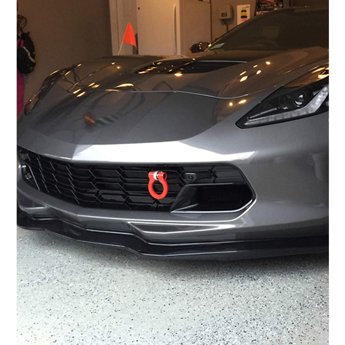 Xotic Tech Sport Track Racing Style CNC Aluminum Screw-on Tow Hook Front Bumper Compatible with Mazda 3 6 CX-5 MX-5 or Cadillac XLR or Chevrolet Corvette (Red)