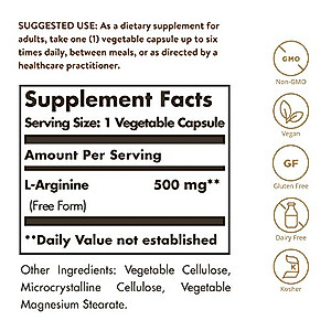Solgar – L-Arginine 500 mg, 250 Vegetable Capsules