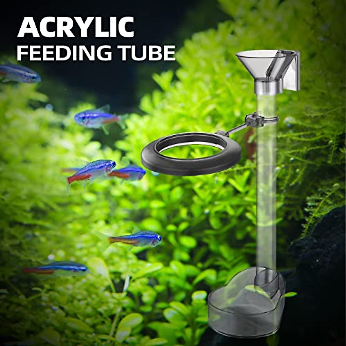 UPETTOOLS Shrimp Feeding Dish Set, Aquarium Fish Feeder Tube Kit with Feeding Ring,Cleaning Brush for Fish Tank