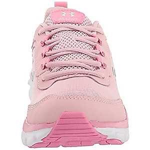 Under Armour girls Girls' Grade School Assert 9 Sneaker, (601) Prime Pink/Flamingo/Metallic Silver, 4.5 Big Kid US