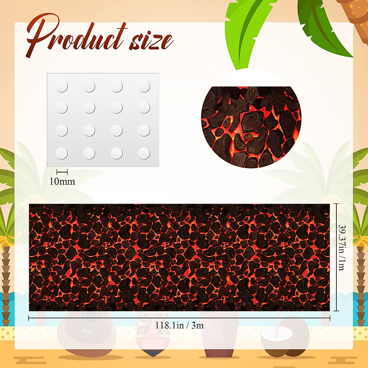 Pinkunn 24 Inch x 10 ft Plastic Hot Coals Runner Party Decorations Lava Themed Party Theme Tablecloth Runner Table Floor Cover for Fire Volcano Halloween Birthday Party Supply