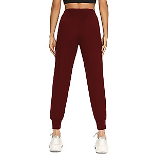 FULLSOFT Sweatpants for Women-Womens Joggers with Pockets Lounge Pants for Yoga Workout Running (Wine-2,Medium)