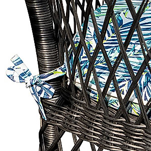 STRICKLANDHOME Outdoor Cushions for Patio Furniture, Water-Resistant Patio Furniture Cushions, Tropical Leaves Outdoor Cushions Set of 2, Round Corner Patio Chair Pads with Ties, 17"X16"X2"