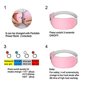 Portable Electric Heating Pad,Lower Back Pain Relief USB Warming Waist Belt,3 Temperature Settings with Auto Shut Off