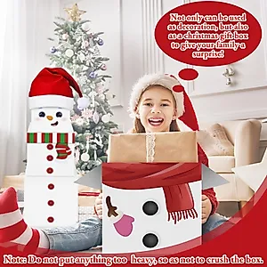 MotiMind 16 Pcs Christmas Snowman Stackable Gift Boxes with Hats in 4 Designs Stackable Snowman Gift Box Tower Xmas Nesting Box for Gift Wrapping Party Decor Christmas Stacking Gift Boxes