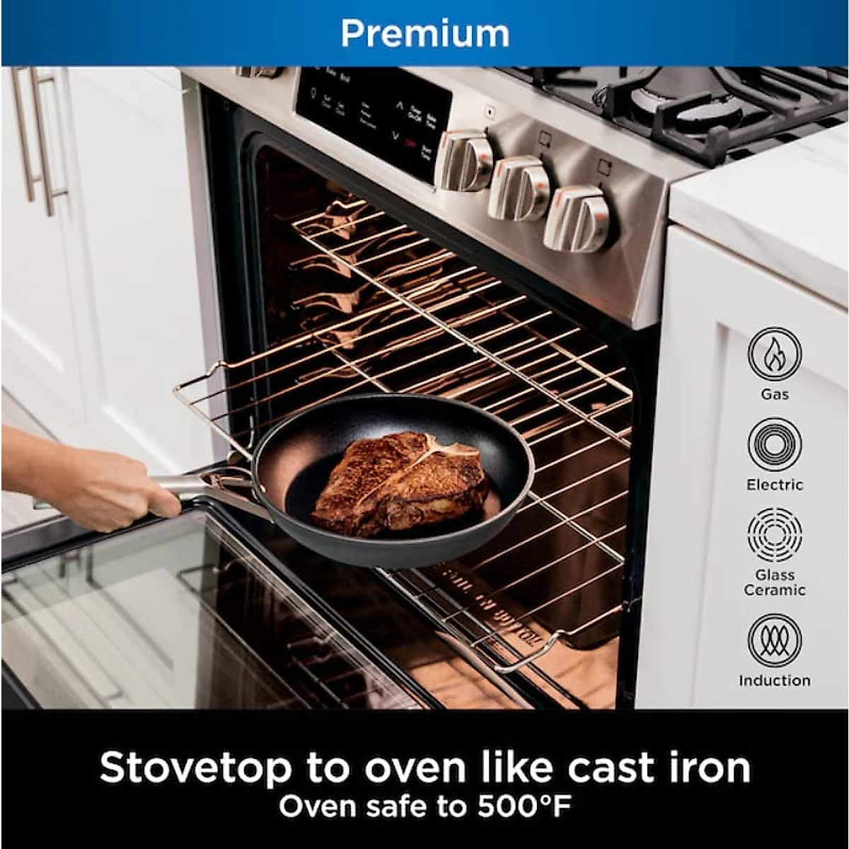 Ninja Foodi C39500 NeverStick Cookware Set 10 Piece Pots and Pans Non Stick Coating Kitchen Set Dishwasher & Oven Safe with Tempered Glass Lids