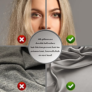 Natural Mulberry Silk Pillowcase with Hidden Zipper for Hair and Skin Standard Size 20"X 26" Soft Breathable Smooth Cooling Pillow Covers for Sleeping(Gray,1Pcs)