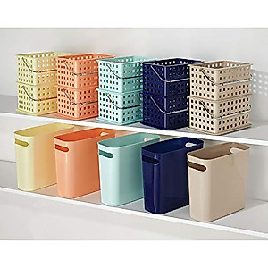 iDesign - 93009 UNA Rectangular Trash Handles, Waste Basket Garbage Can for Bathroom, Bedroom, Home Office, Dorm, College, 10" Inch, Mint